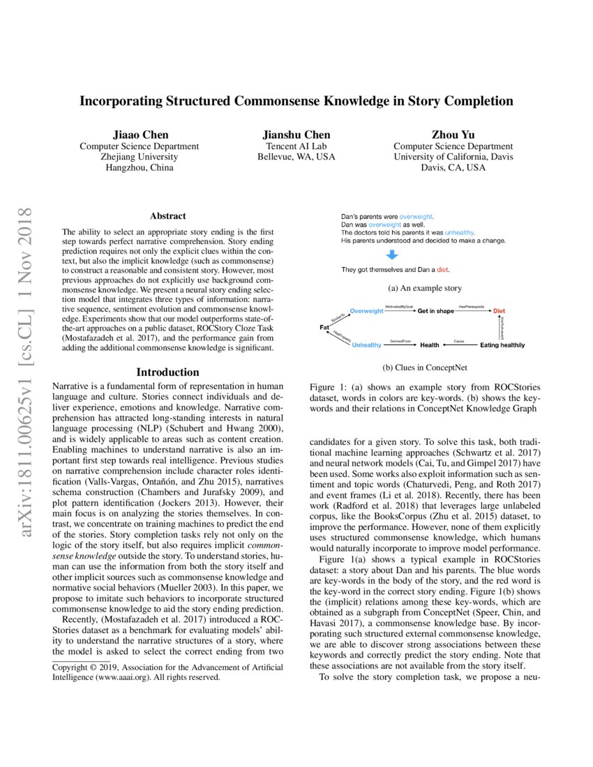 Incorporating Structured Commonsense Knowledge In Story Completion Deepai