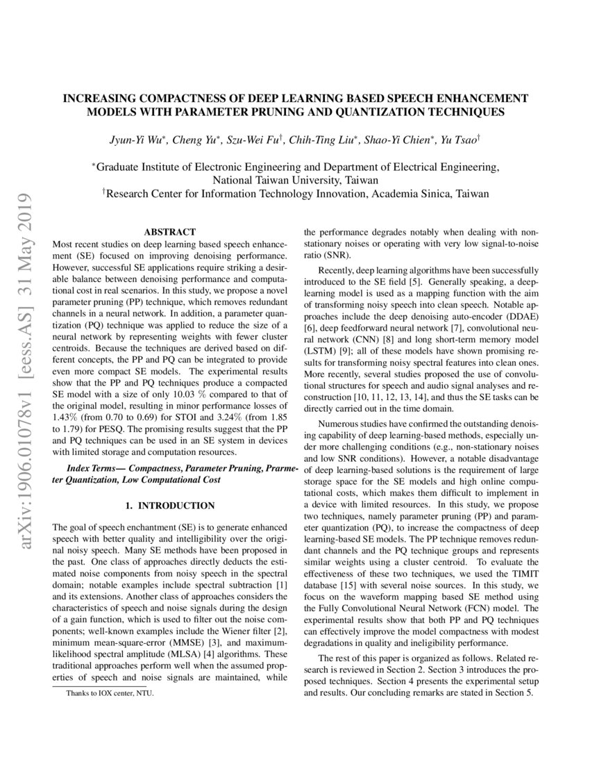 Increasing Compactness Of Deep Learning Based Speech Enhancement Models With Parameter Pruning 