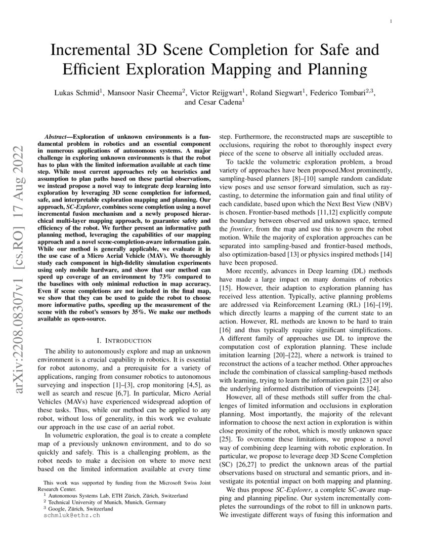 Incremental 3D Scene Completion for Safe and Efficient Exploration ...