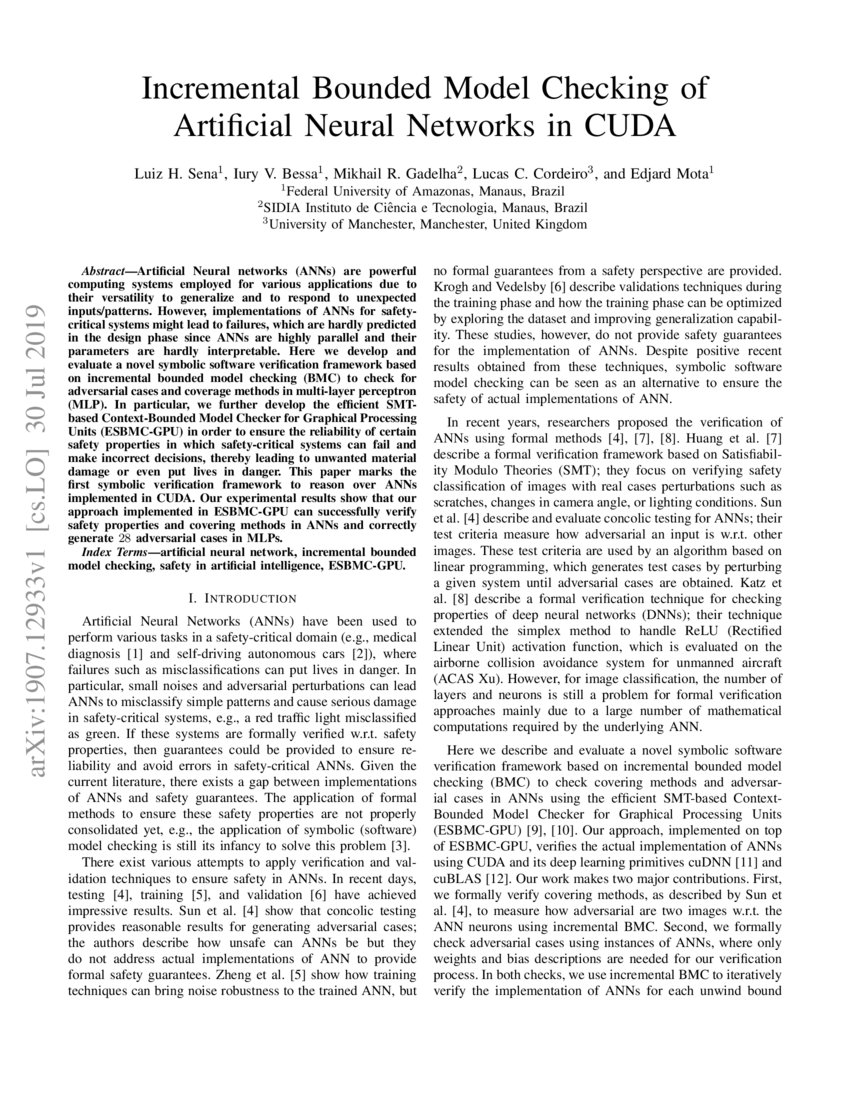 Incremental Bounded Model Checking of Artificial Neural Networks in CUDA | DeepAI