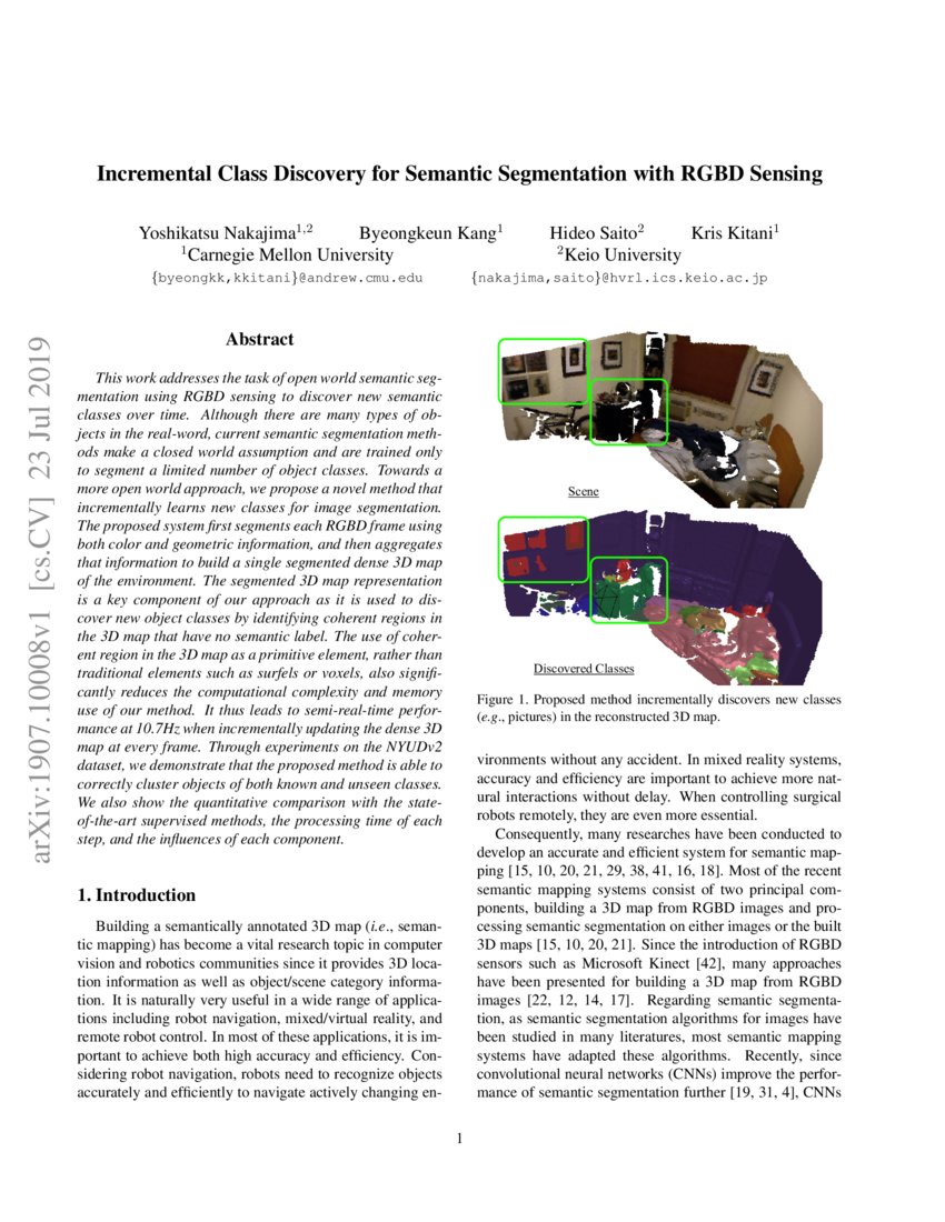 Incremental Class Discovery for Semantic Segmentation with RGBD Sensing | DeepAI