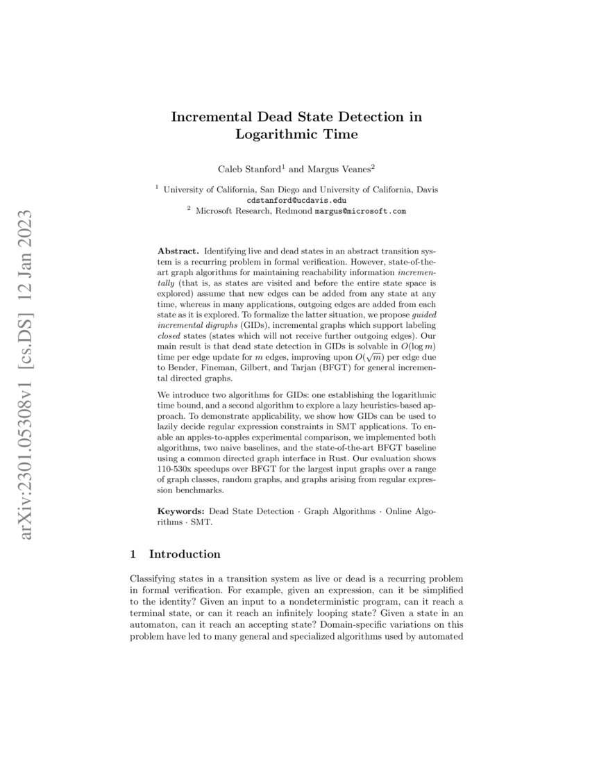 Incremental Dead State Detection In Logarithmic Time Deepai 3069