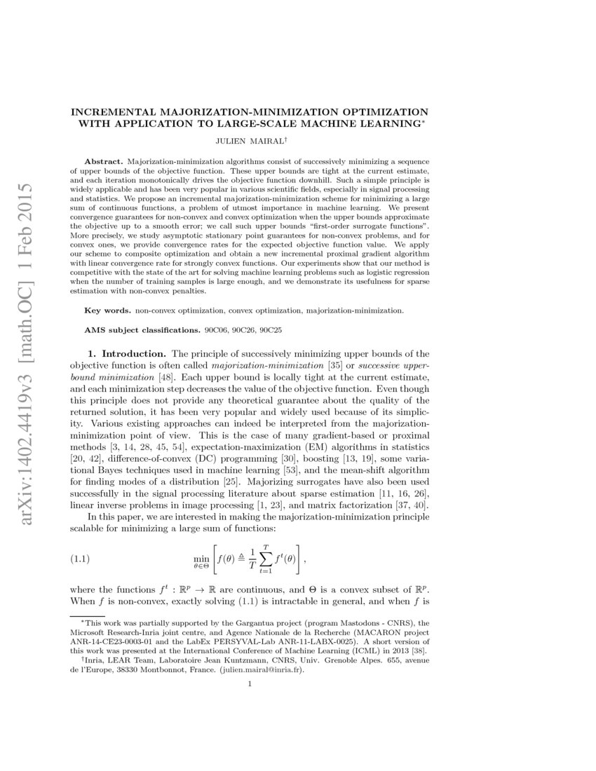 Incremental Majorization-Minimization Optimization with Application to Large-Scale Machine ...