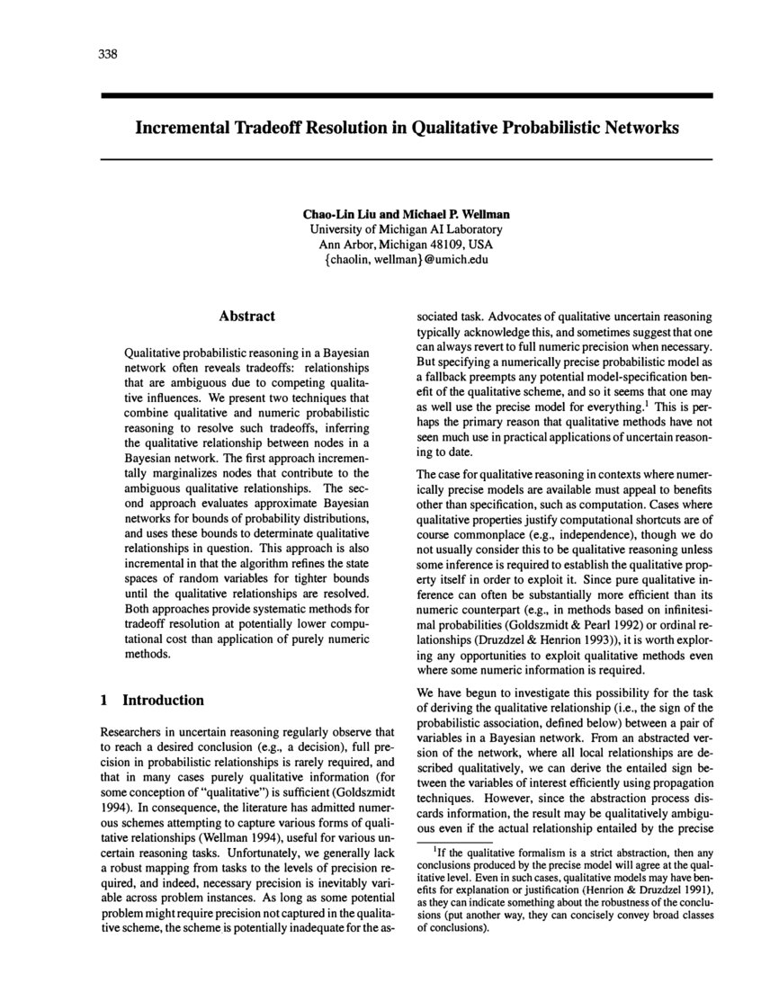 Incremental Tradeoff Resolution in Qualitative Probabilistic Networks | DeepAI