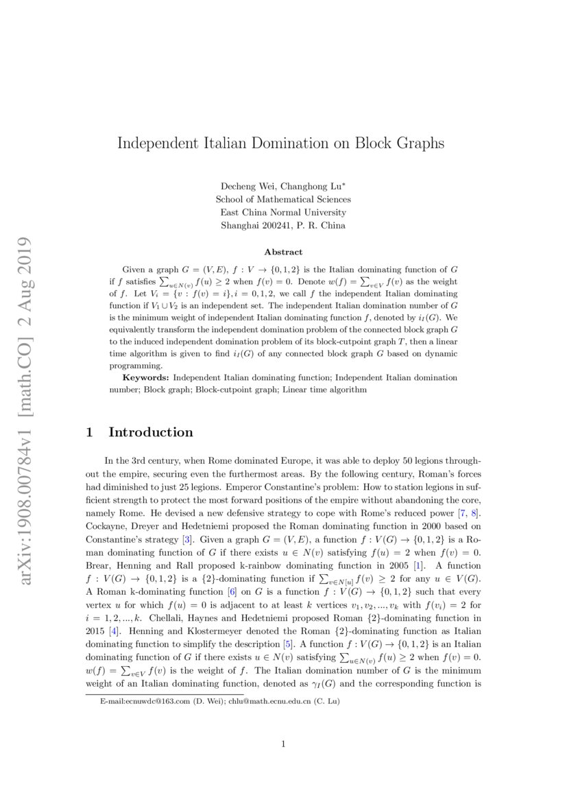 Independent Double Roman Domination On Block Graphs Deepai 