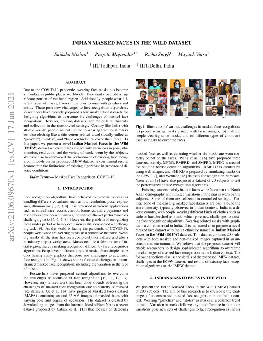 Indian Masked Faces in the Wild Dataset | DeepAI