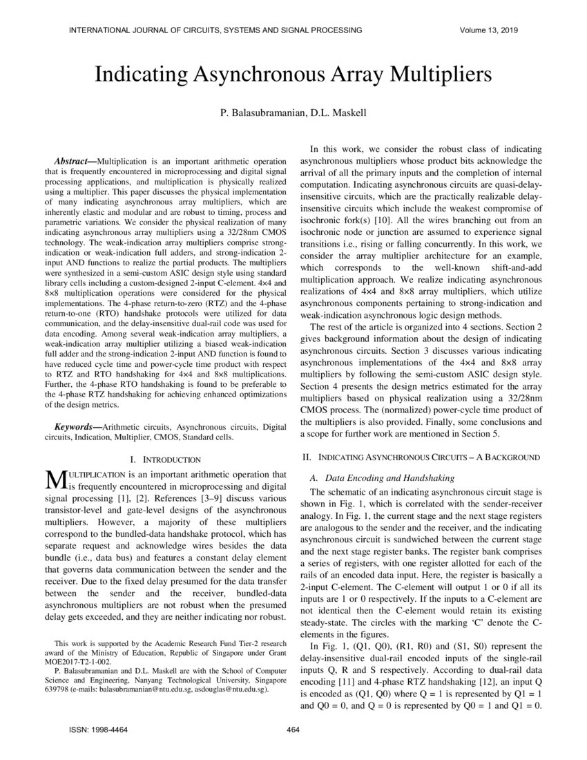 Indicating Asynchronous Array Multipliers | DeepAI