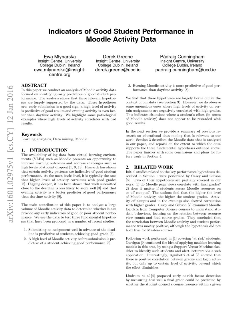 Indicators of Good Student Performance in Moodle Activity Data | DeepAI