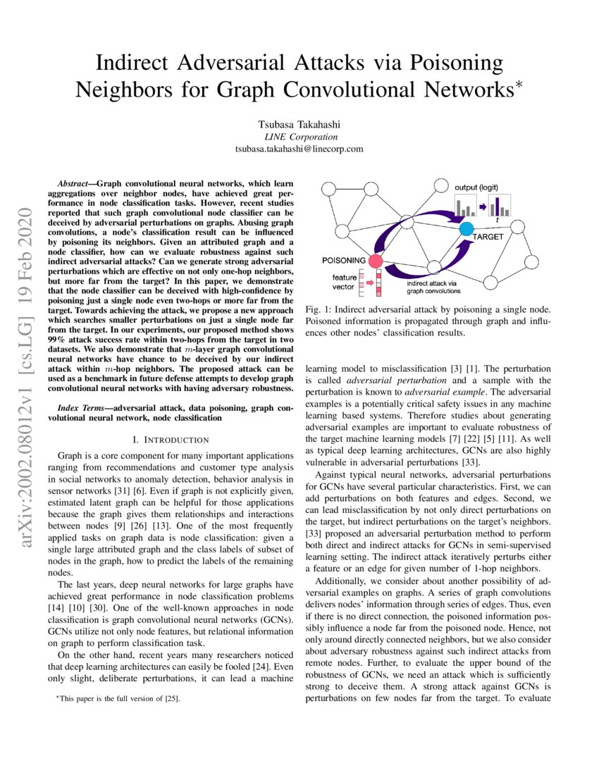 Indirect Adversarial Attacks Via Poisoning Neighbors For Graph Convolutional Networks Deepai 3617