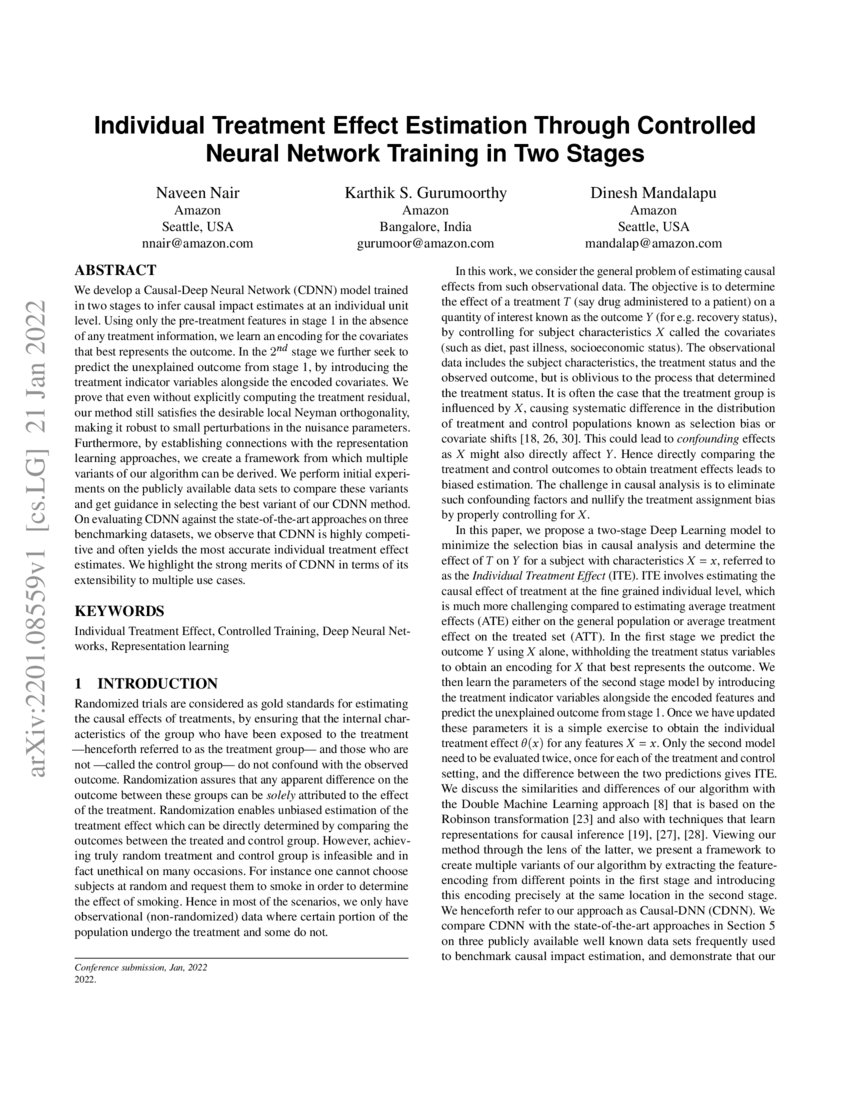 Individual Treatment Effect Estimation Through Controlled Neural Network Training In Two Stages