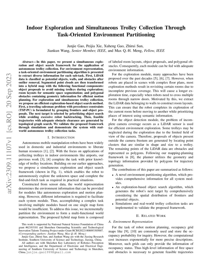 Indoor Exploration And Simultaneous Trolley Collection Through Task Oriented Environment