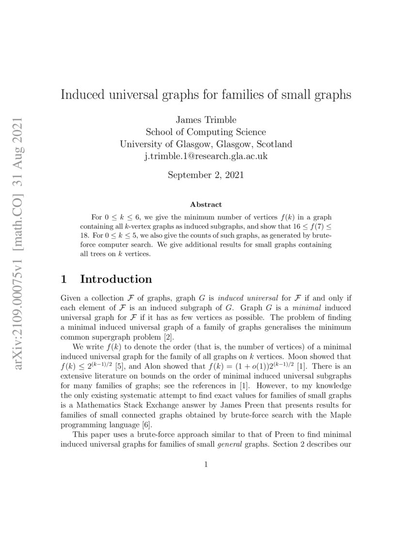 Induced universal graphs for families of small graphs | DeepAI