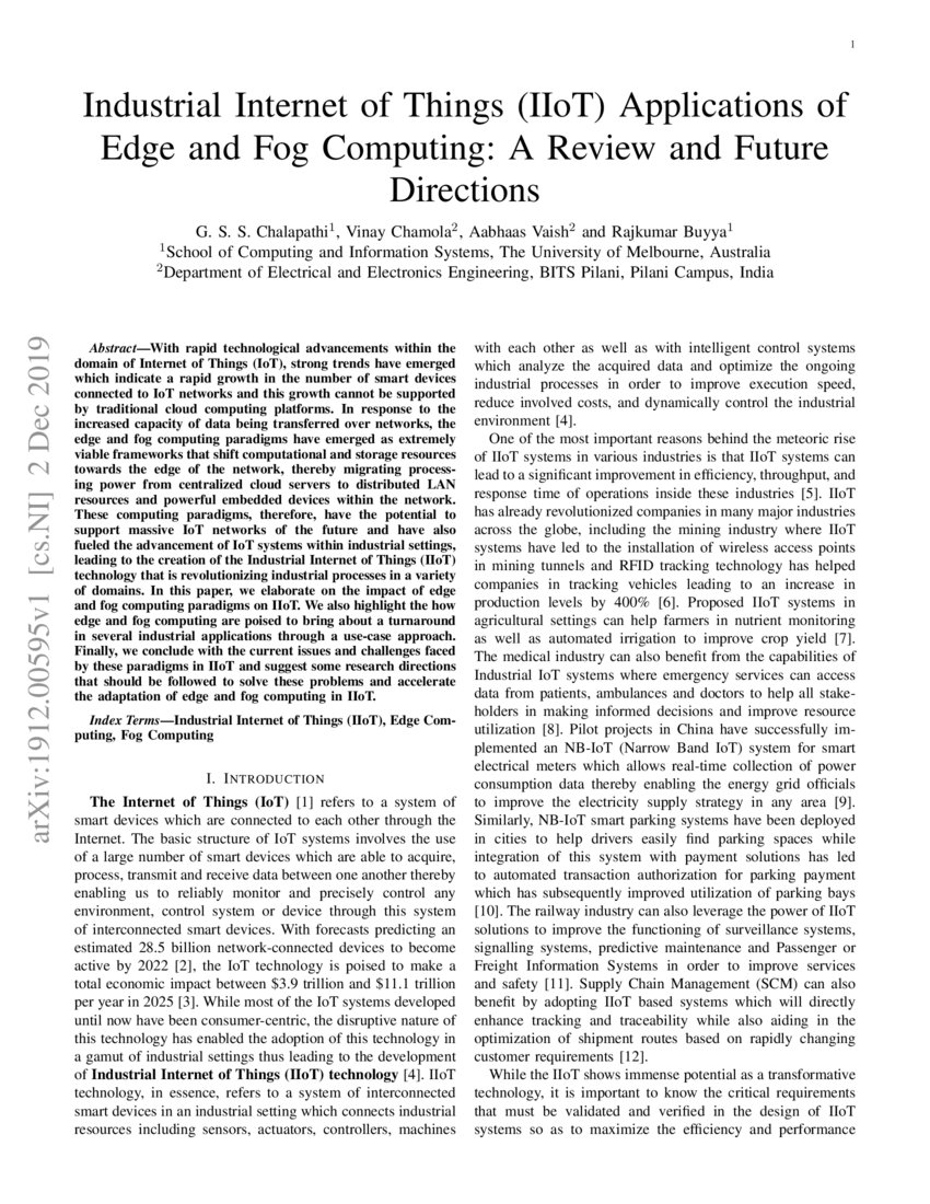 Industrial Internet Of Things Iiot Applications Of Edge And Fog Computing A Review And Future