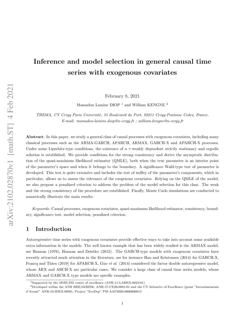Inference And Model Selection In General Causal Time Series With