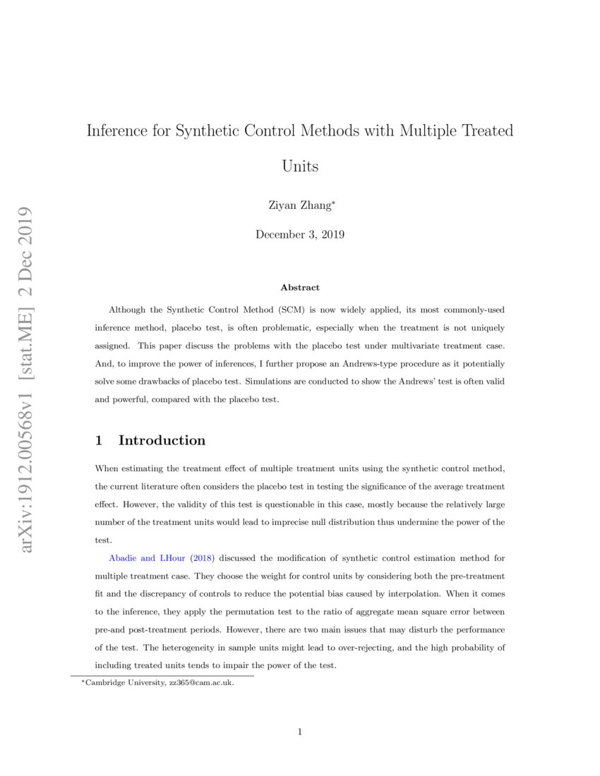 Inference for Synthetic Control Methods with Multiple Treated Units ...