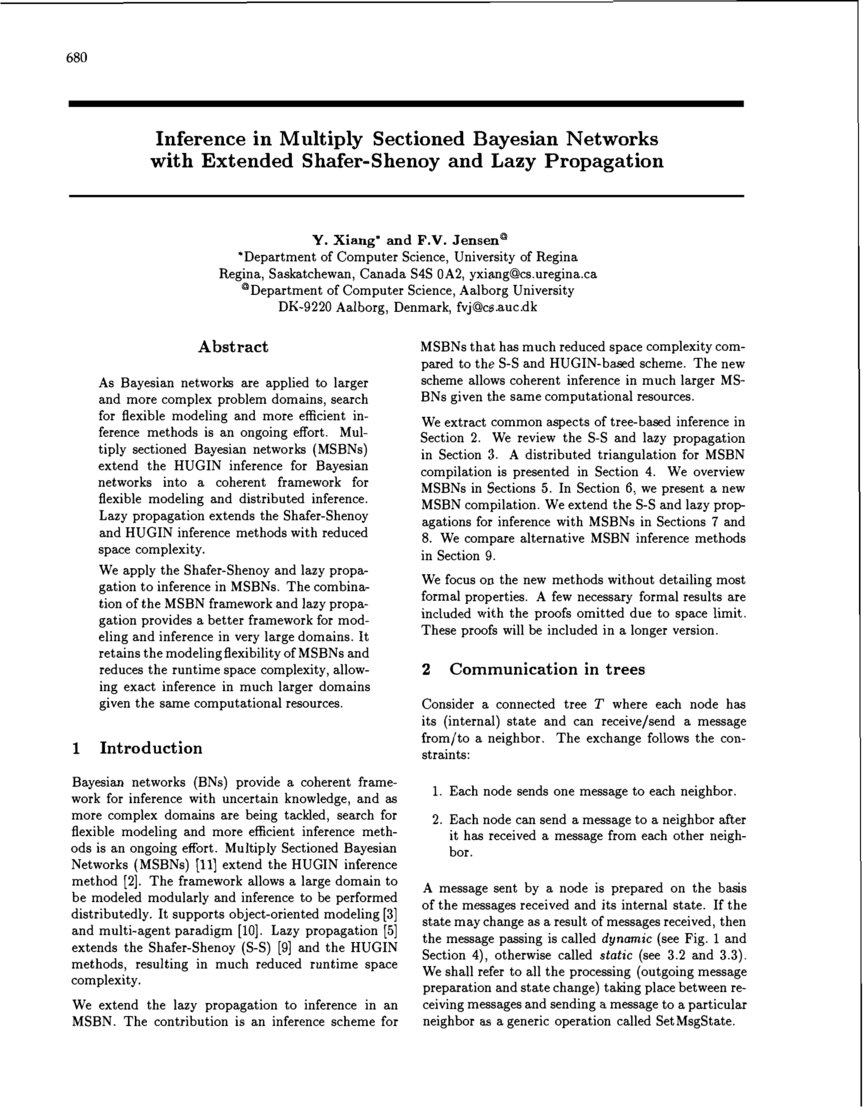 Inference in Multiply Sectioned Bayesian Networks with Extended Shafer-Shenoy and Lazy ...