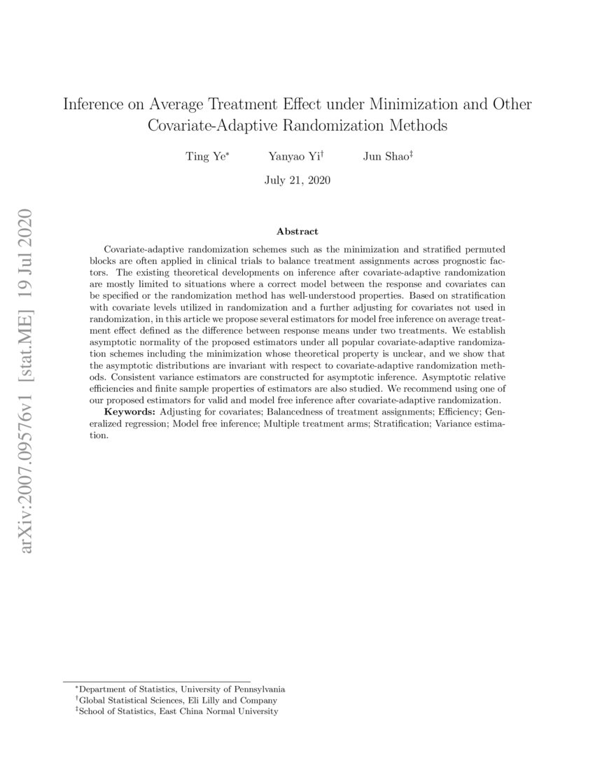 Inference on Average Treatment Effect under Minimization and Other ...