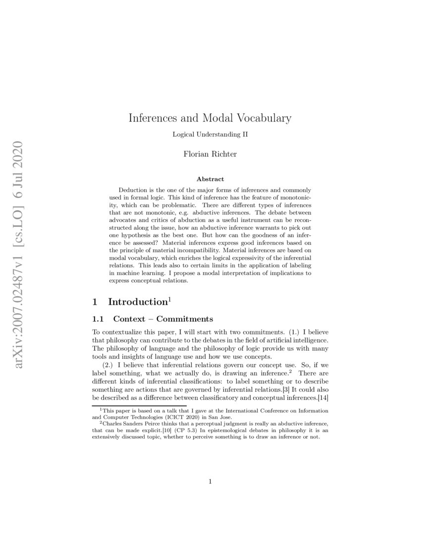 Inferences and Modal Vocabulary | DeepAI