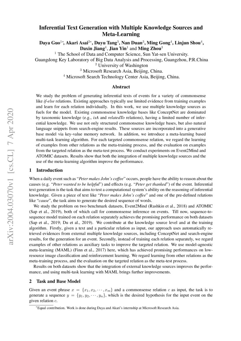 Inferential Text Generation with Multiple Knowledge Sources and Meta ...
