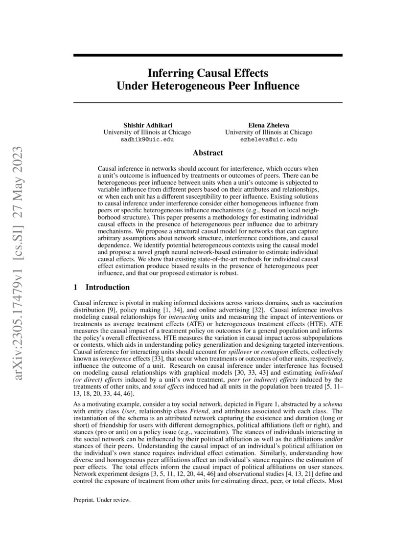 Inferring Causal Effects Under Heterogeneous Peer Influence Deepai