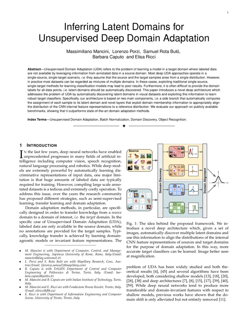 Inferring Latent Domains For Unsupervised Deep Domain Adaptation Deepai 