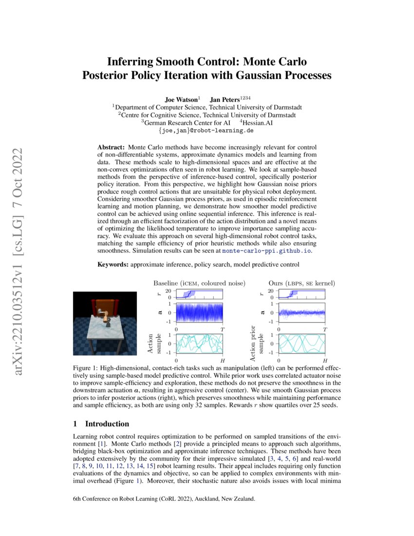 Inferring Smooth Control Monte Carlo Posterior Policy Iteration With Gaussian Processes Deepai