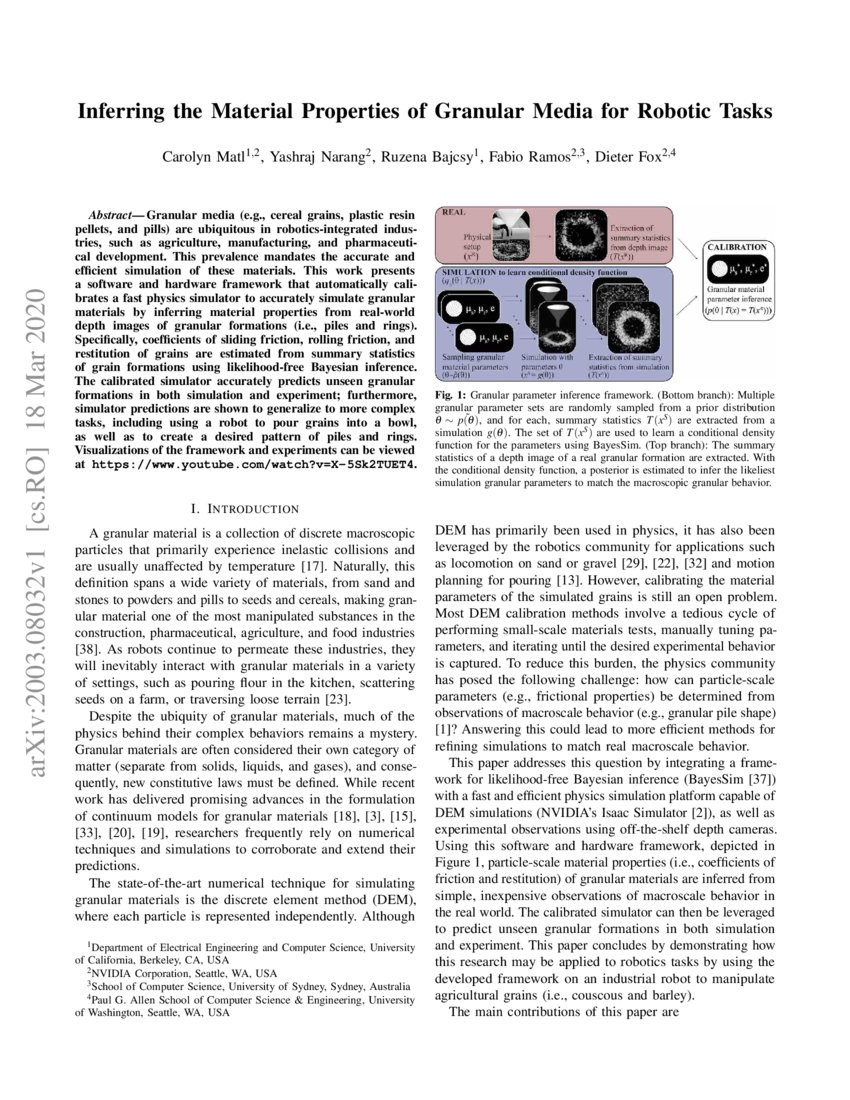 Inferring the Material Properties of Granular Media for Robotic Tasks | DeepAI