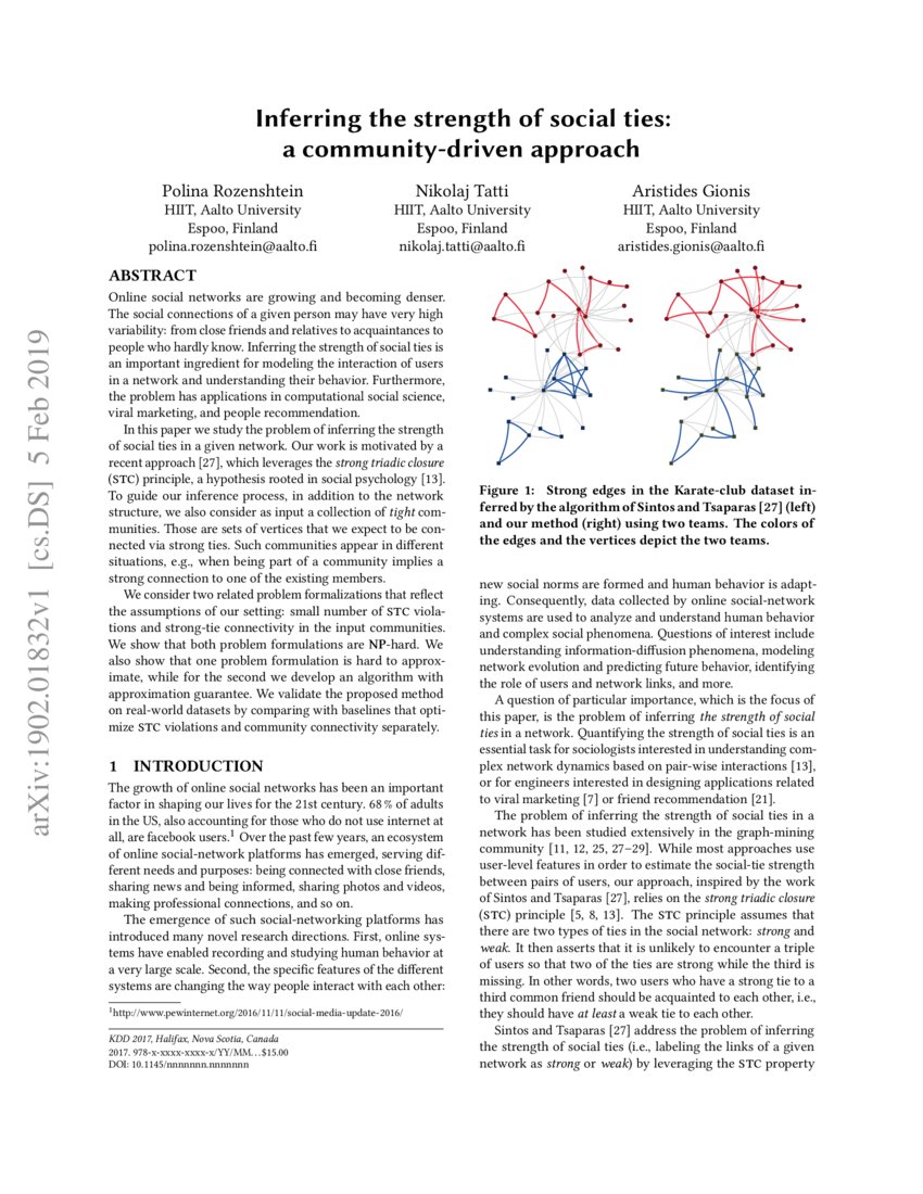 Inferring the strength of social ties: a community-driven approach | DeepAI
