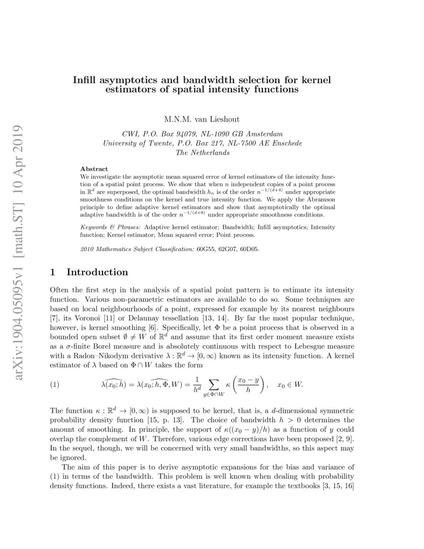Infill Asymptotics And Bandwidth Selection For Kernel Estimators Of
