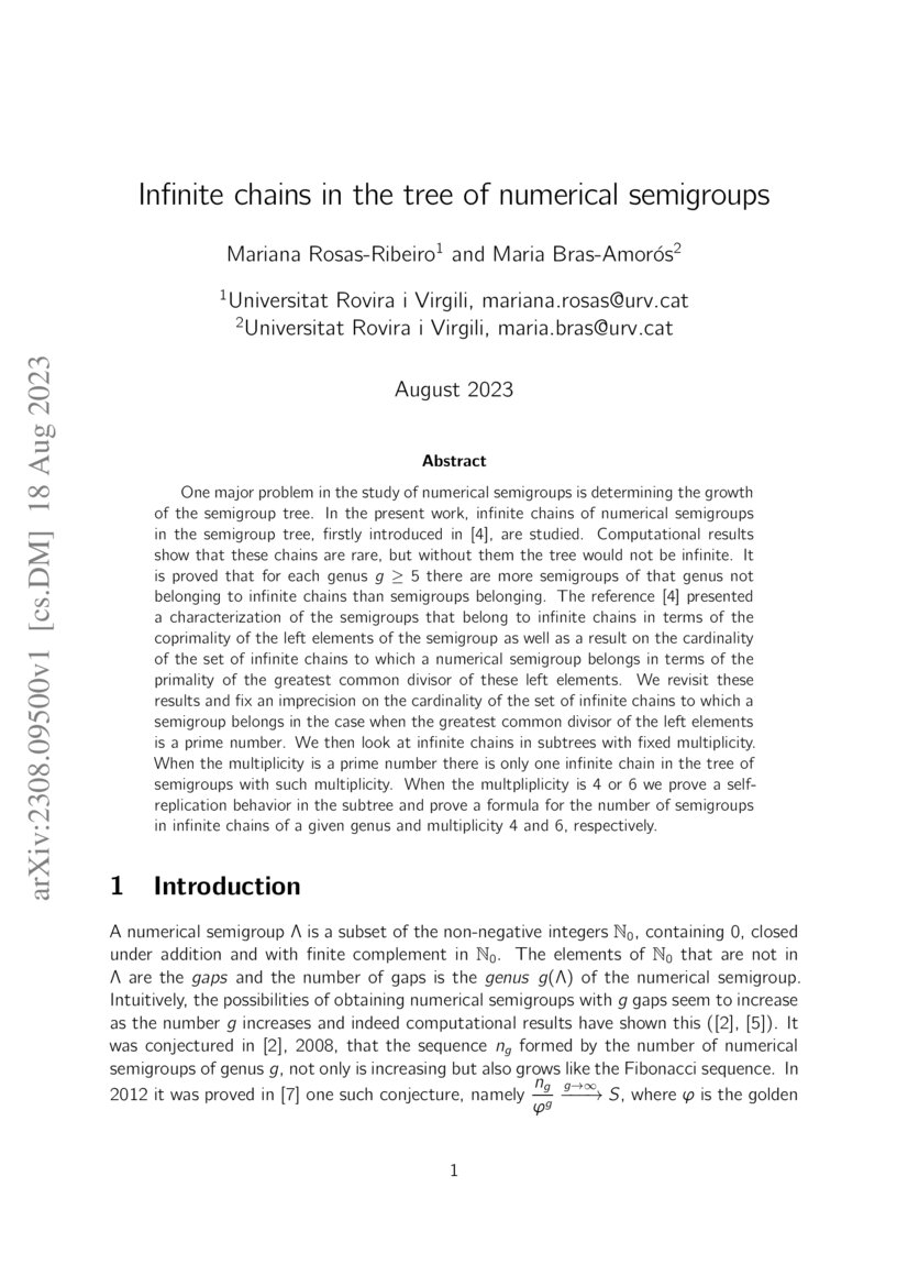 Infinite Chains In The Tree Of Numerical Semigroups Deepai