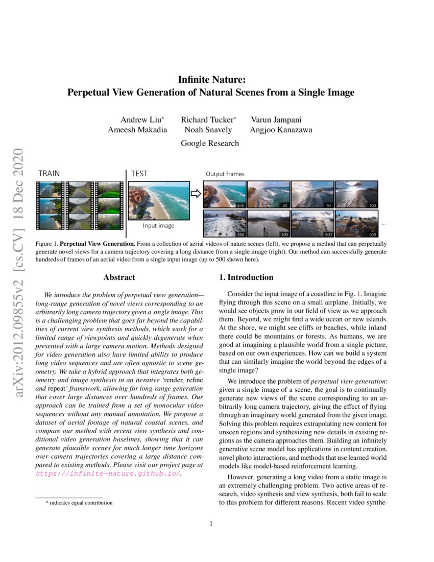 Infinite Nature: Perpetual View Generation of Natural Scenes from a ...