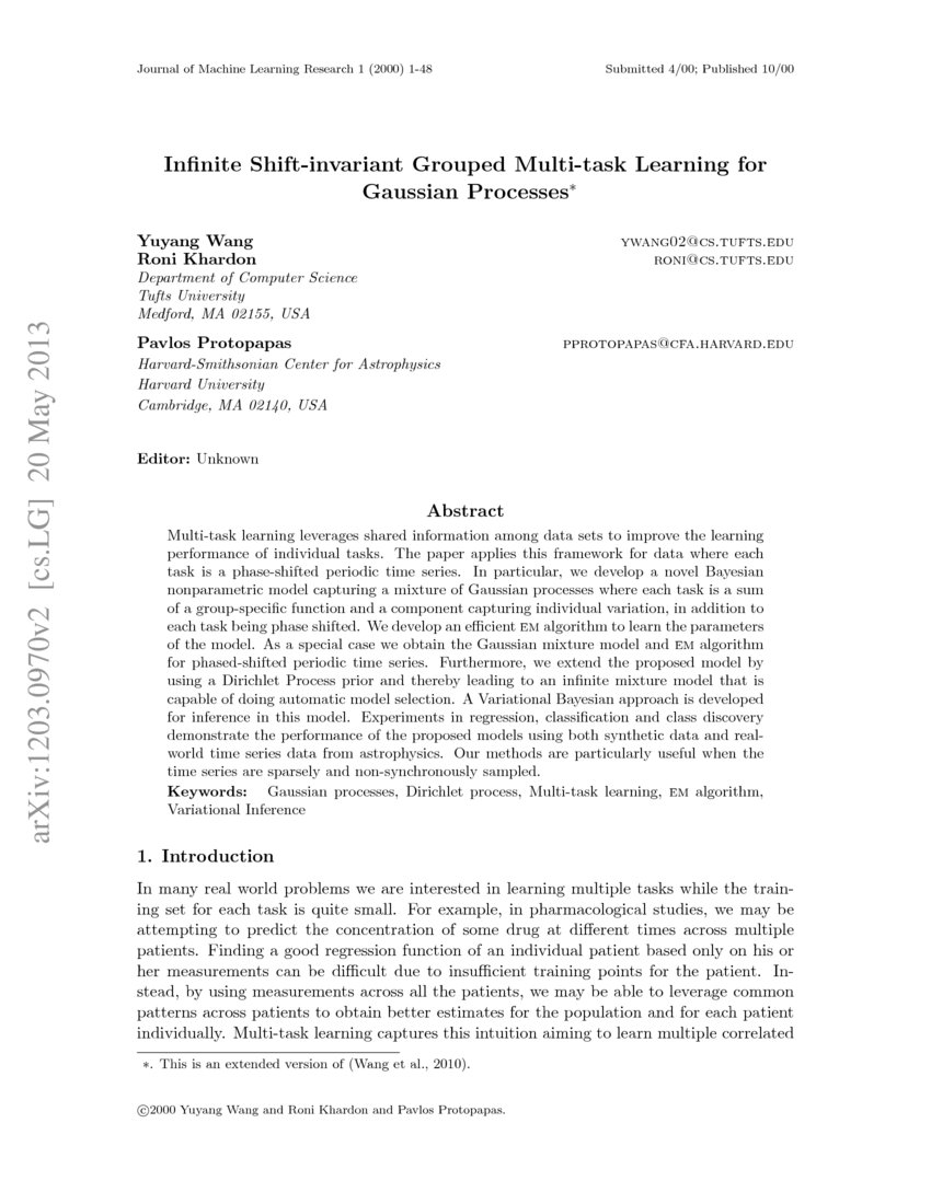 Infinite Shift-invariant Grouped Multi-task Learning for Gaussian Processes | DeepAI