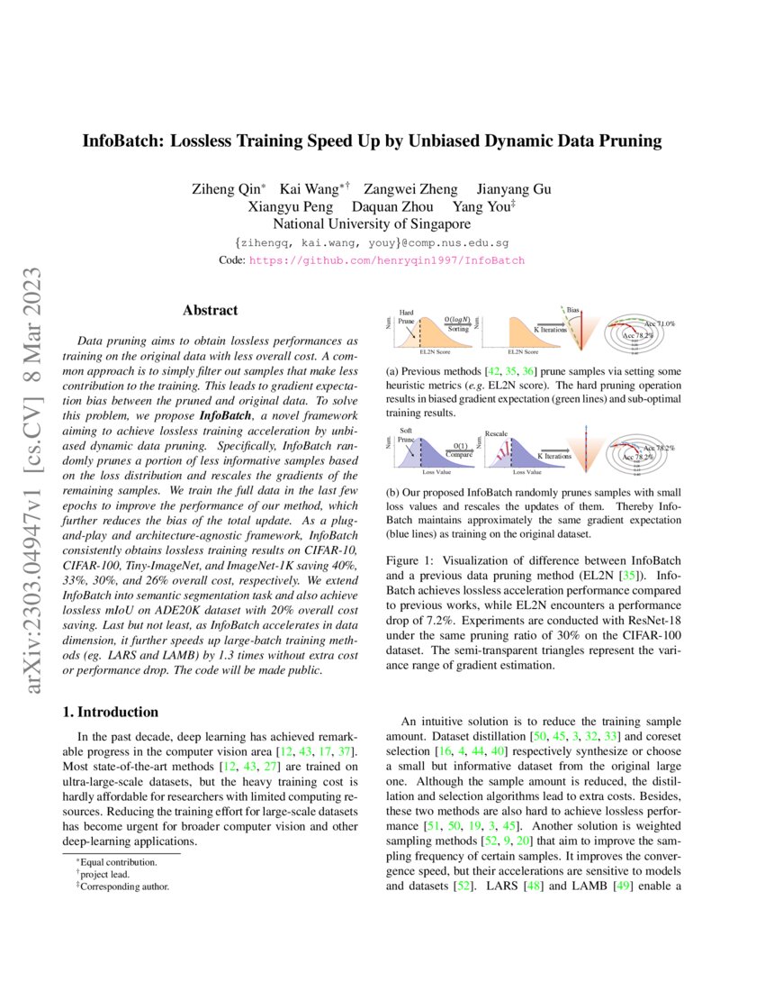 InfoBatch: Lossless Training Speed Up by Unbiased Dynamic Data Pruning ...