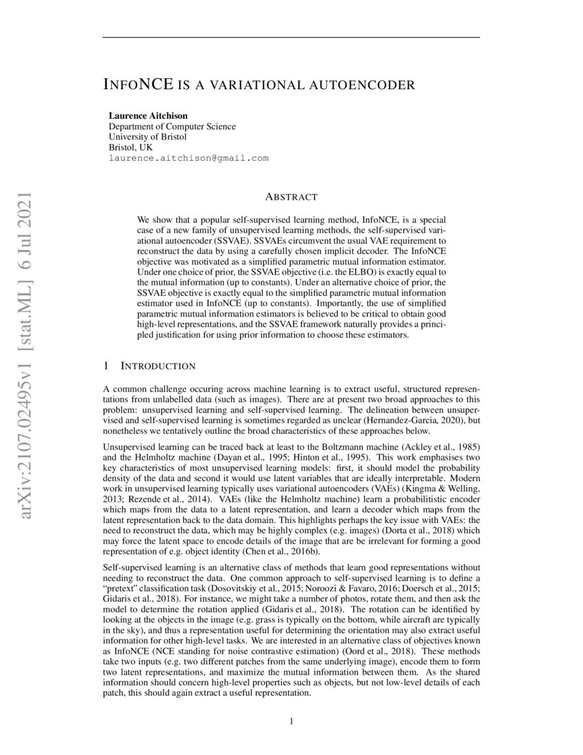 InfoNCE is a variational autoencoder | DeepAI