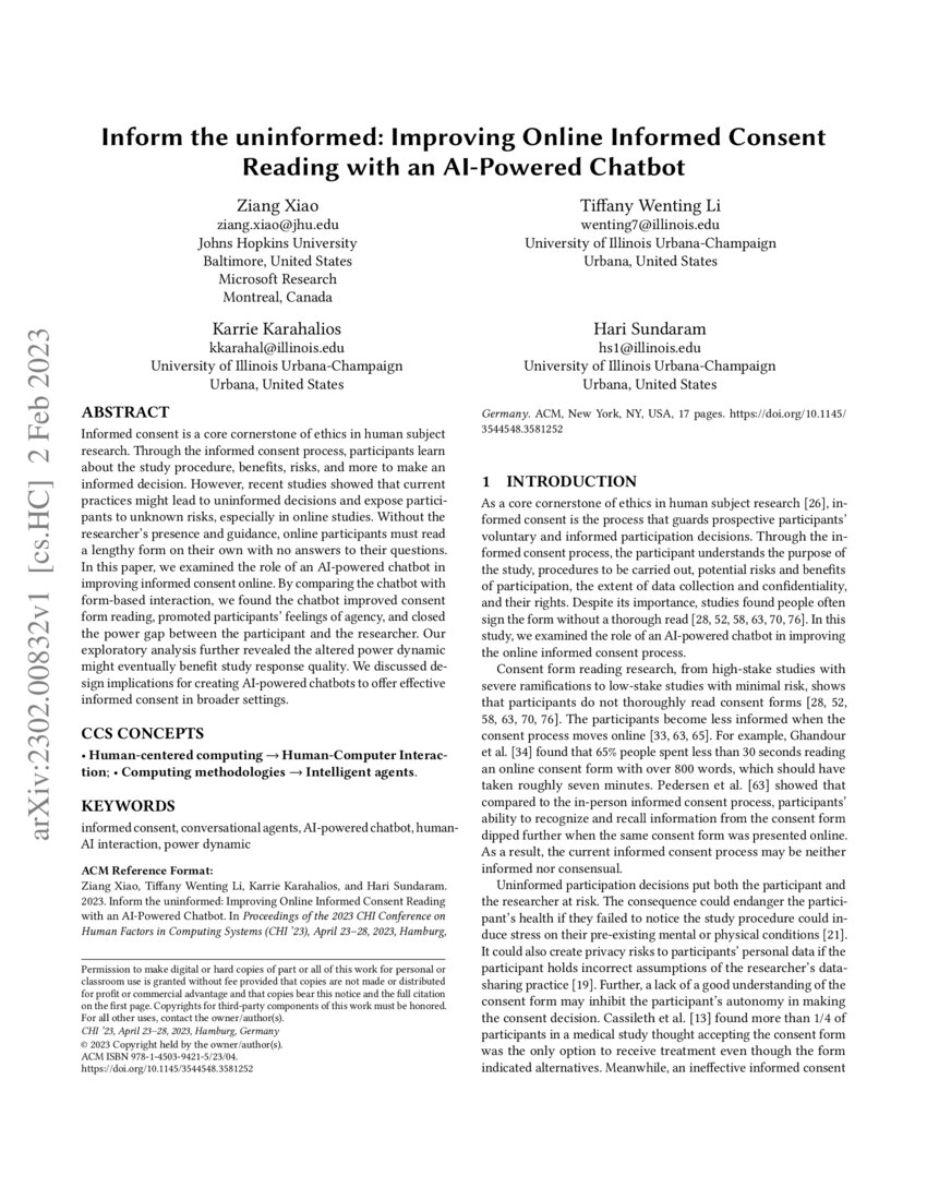 Inform the uninformed: Improving Online Informed Consent Reading with ...