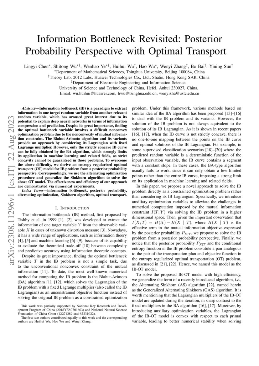 Information Bottleneck Revisited: Posterior Probability Perspective ... Information Bottleneck Revisited: Posterior Probability Perspective ...