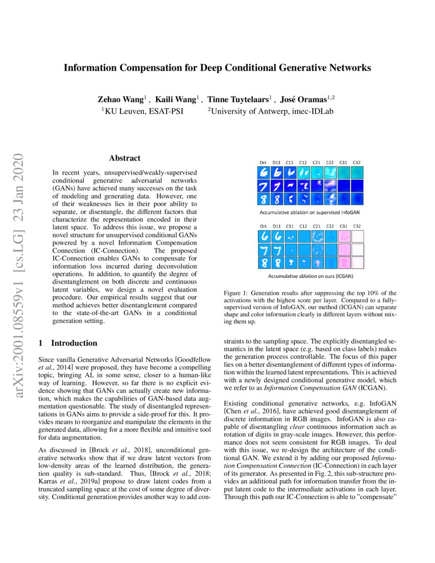Information Compensation For Deep Conditional Generative Networks Deepai