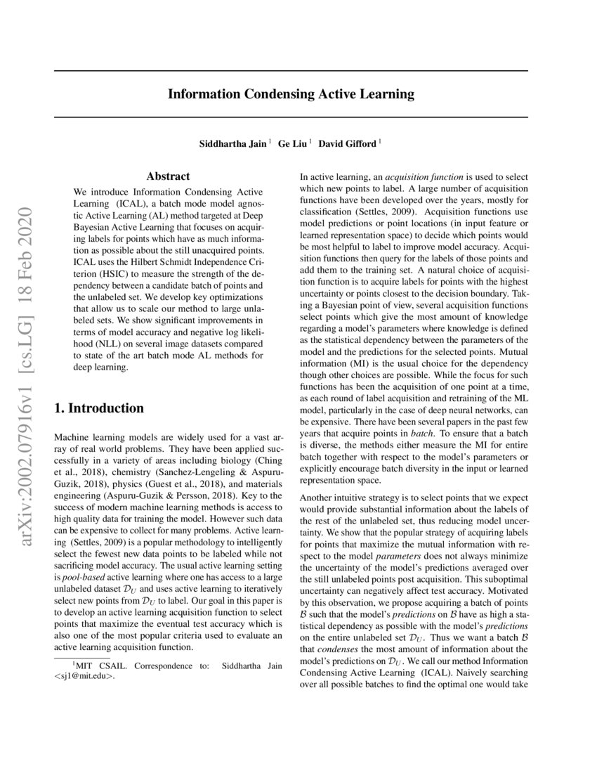 Information Condensing Active Learning | DeepAI