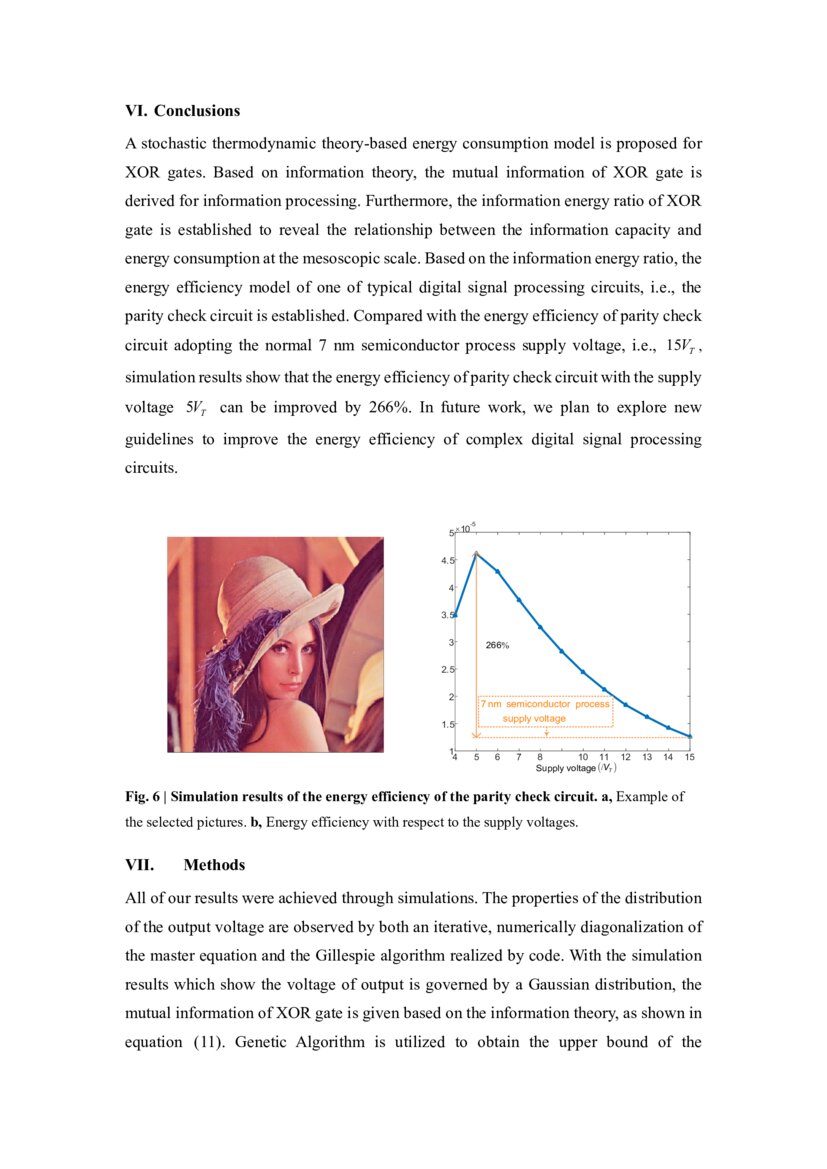 Information Energy Ratio of XOR Logic Gate at Mesoscopic Scale | DeepAI
