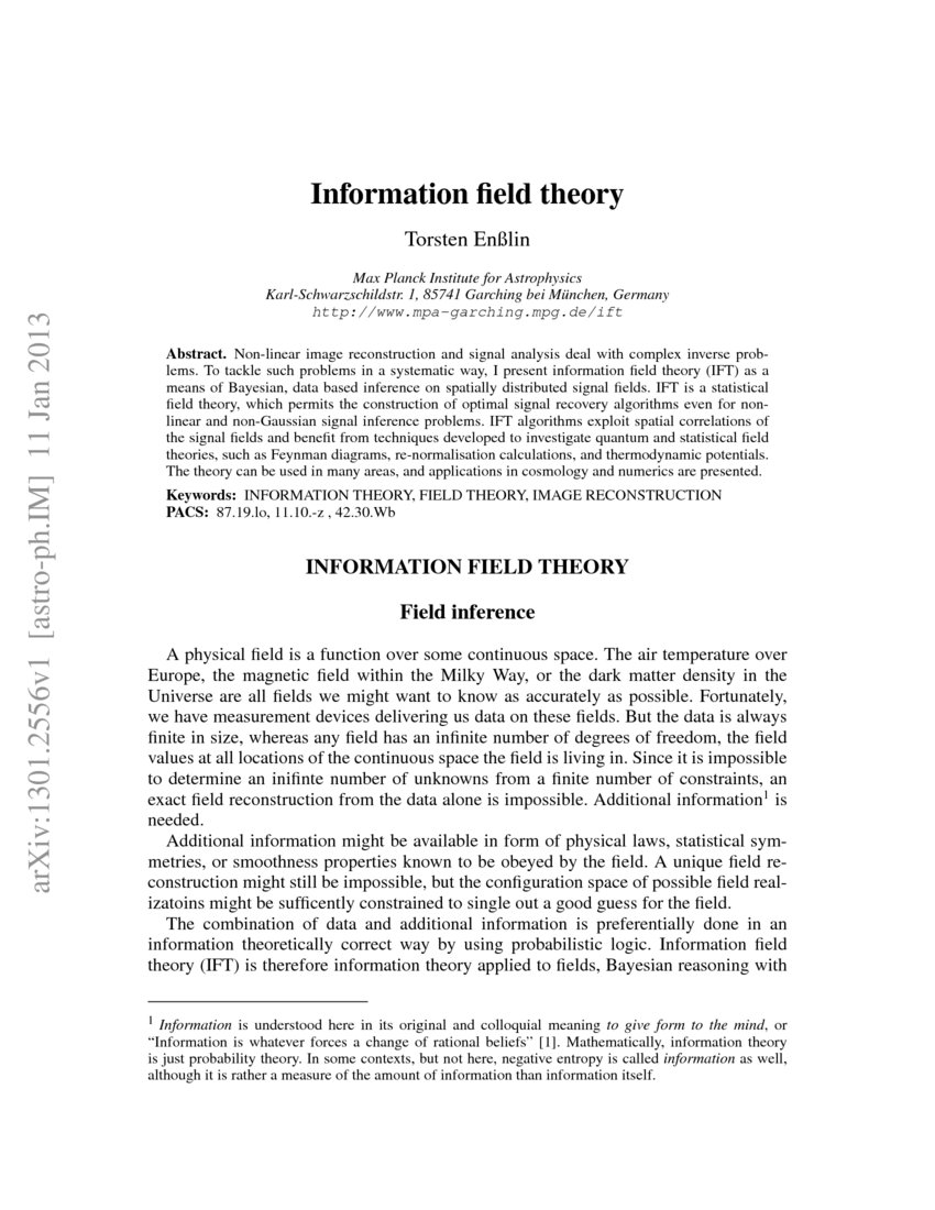 Information Field Theory Deepai