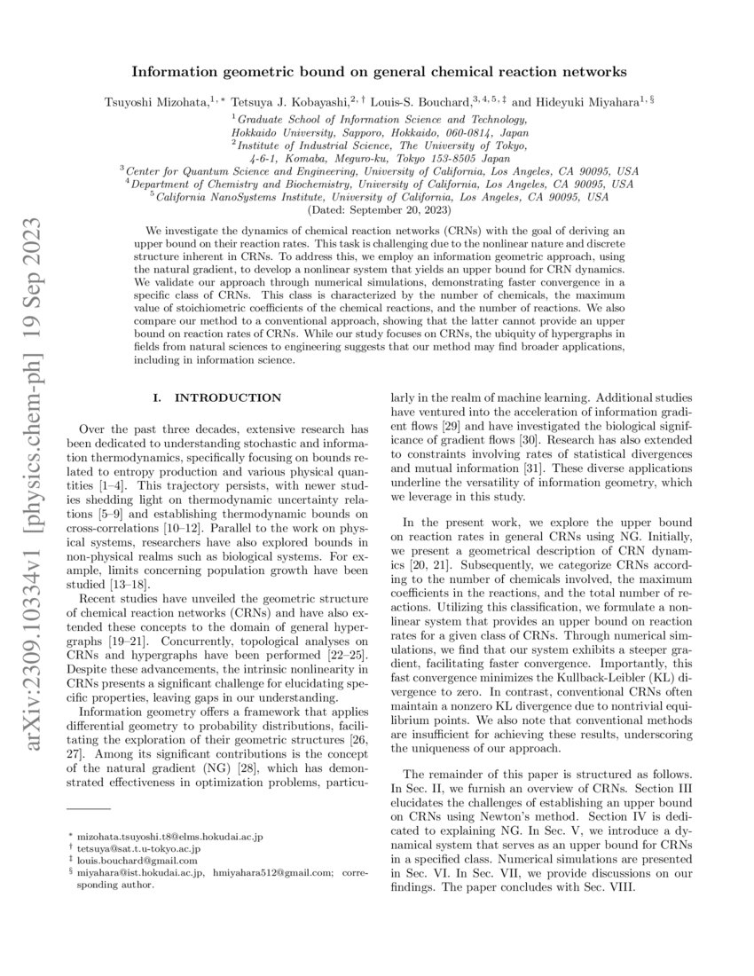 Information geometric bound on general chemical reaction networks | DeepAI