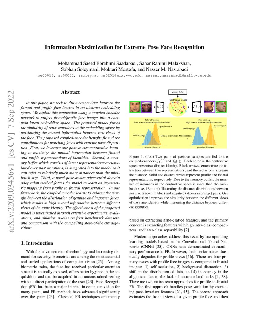Information Maximization for Extreme Pose Face Recognition | DeepAI Information Maximization for Extreme Pose Face Recognition | DeepAI