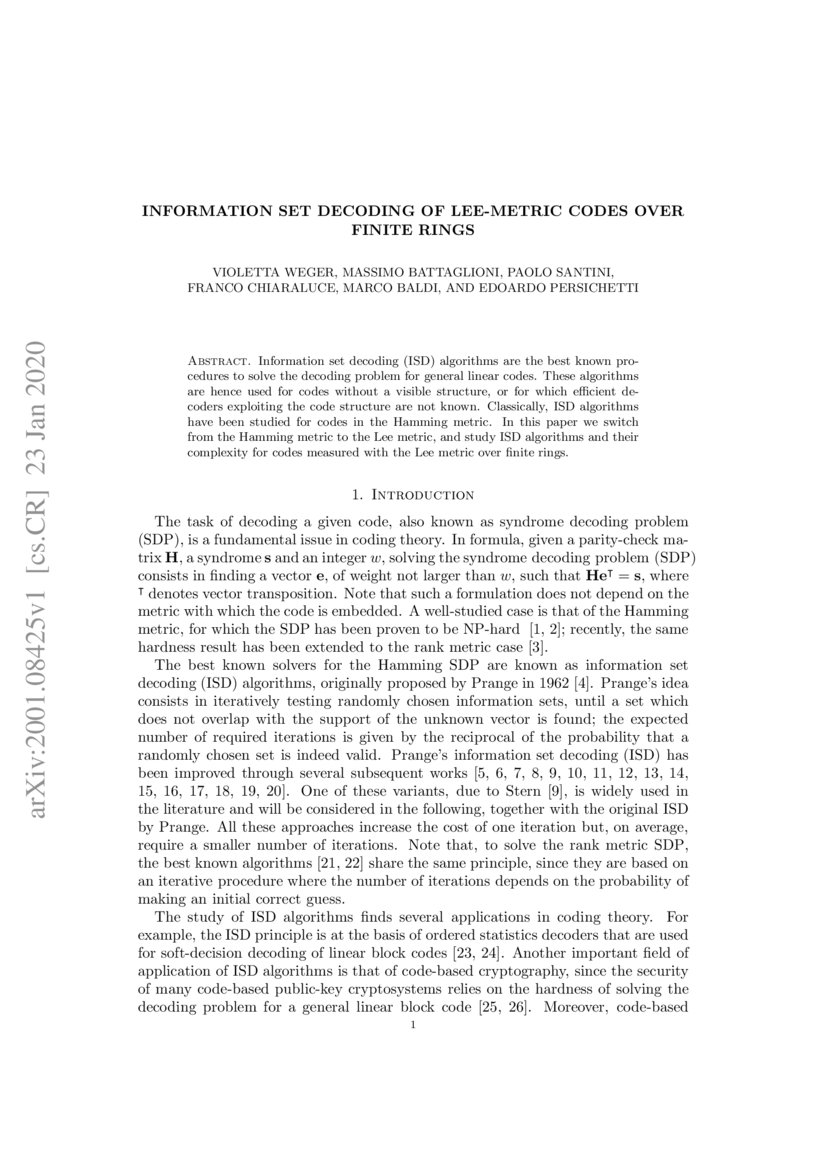 Information set decoding of Lee-metric codes over finite rings | DeepAI