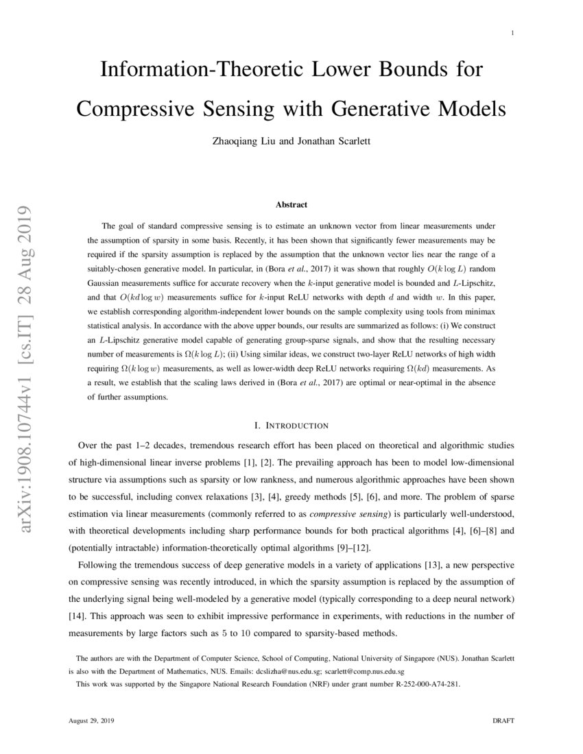 Information-Theoretic Lower Bounds for Compressive Sensing with Generative Models | DeepAI