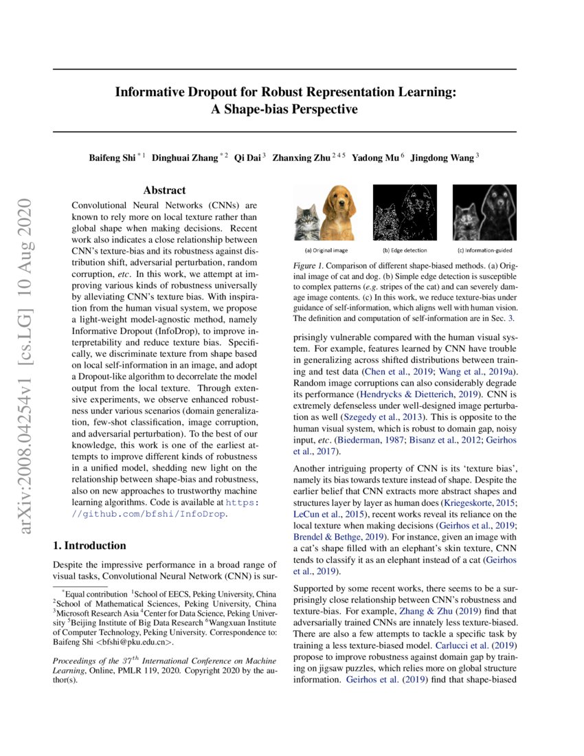 Informative Dropout for Robust Representation Learning: A Shape-bias Perspective | DeepAI
