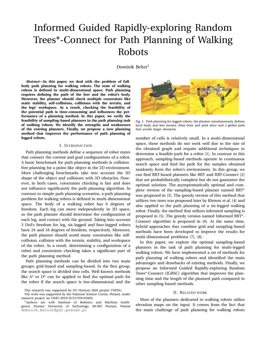 Informed Guided Rapidly-Exploring Random Trees*-Connect for Path Planning of Walking Robots | DeepAI