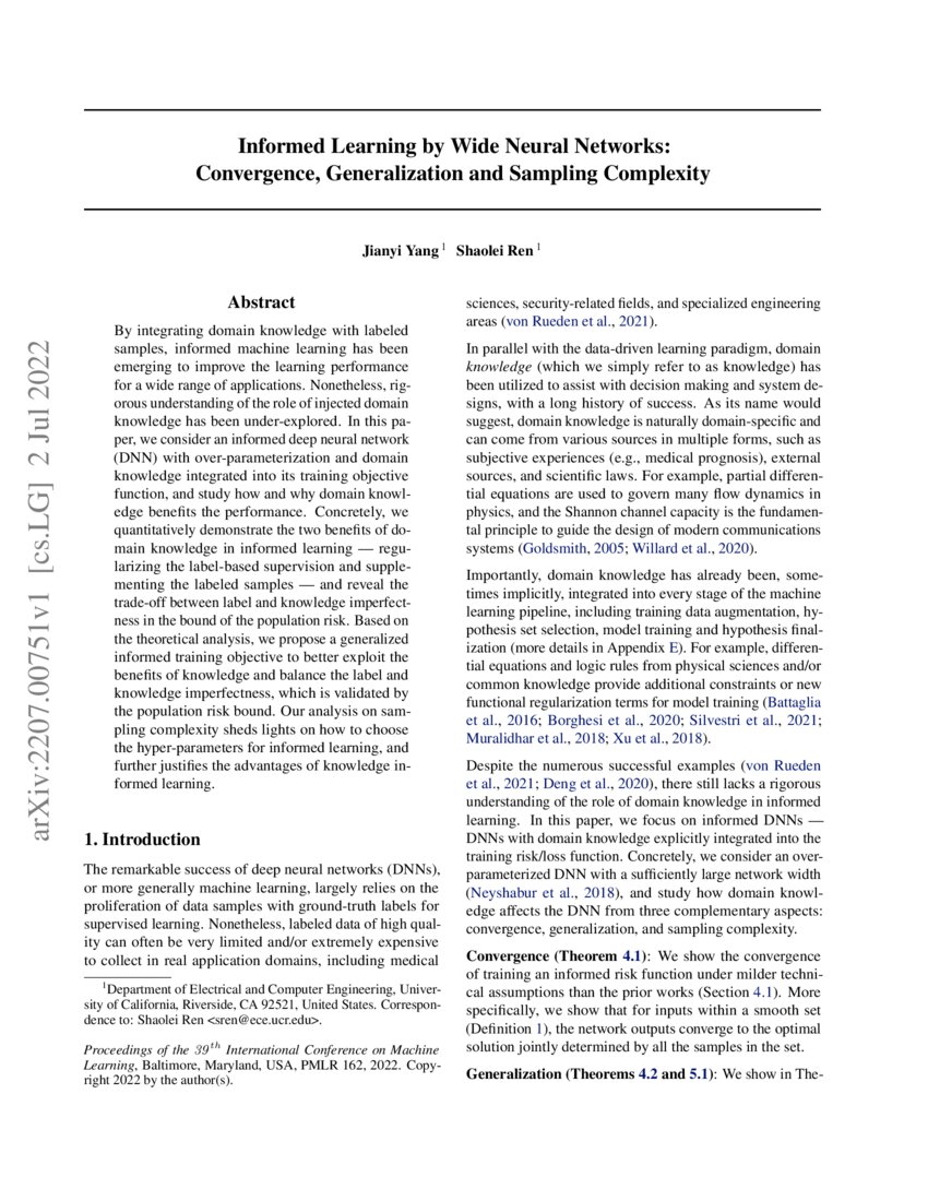 Informed Learning by Wide Neural Networks: Convergence, Generalization ...