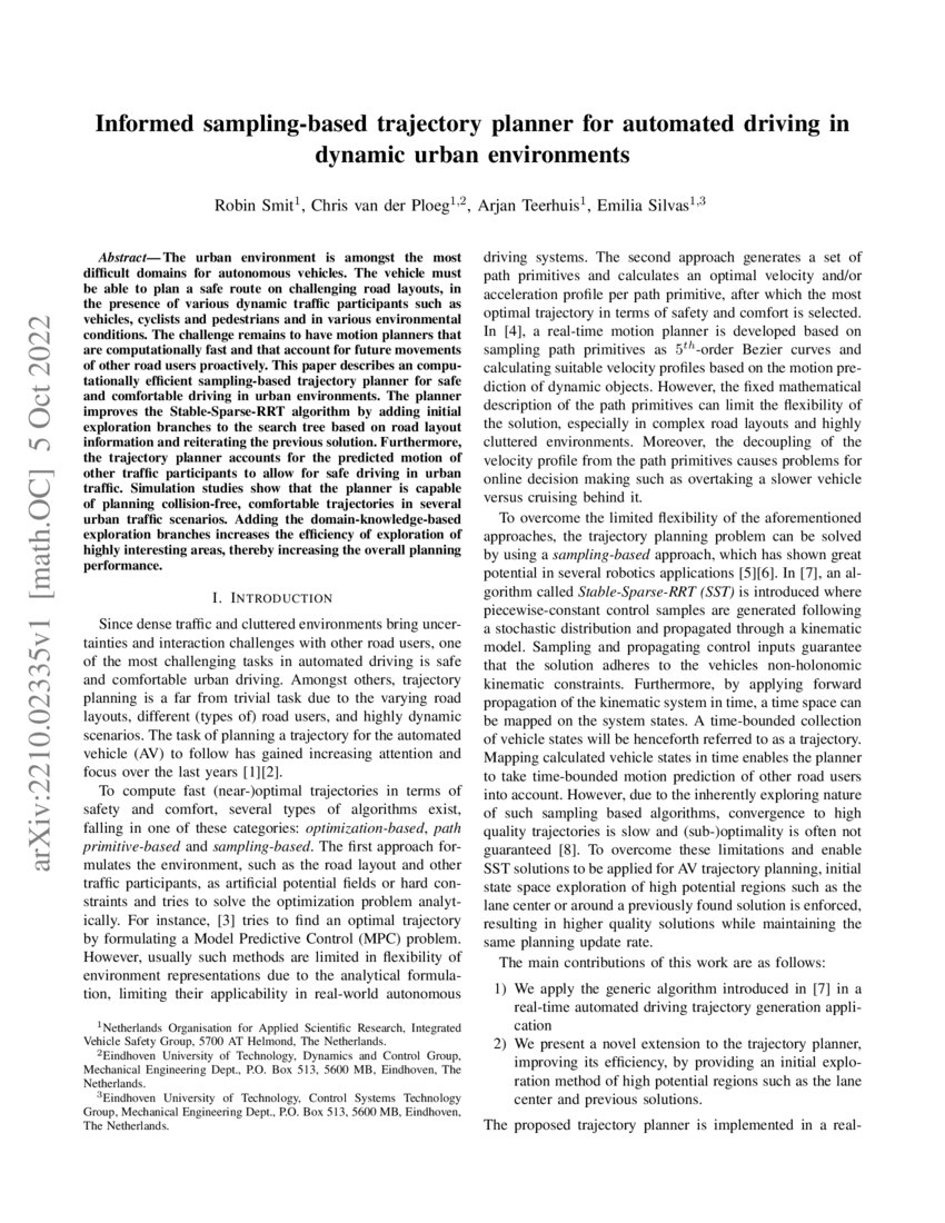 Informed Sampling Based Trajectory Planner For Automated Driving In Dynamic Urban Environments