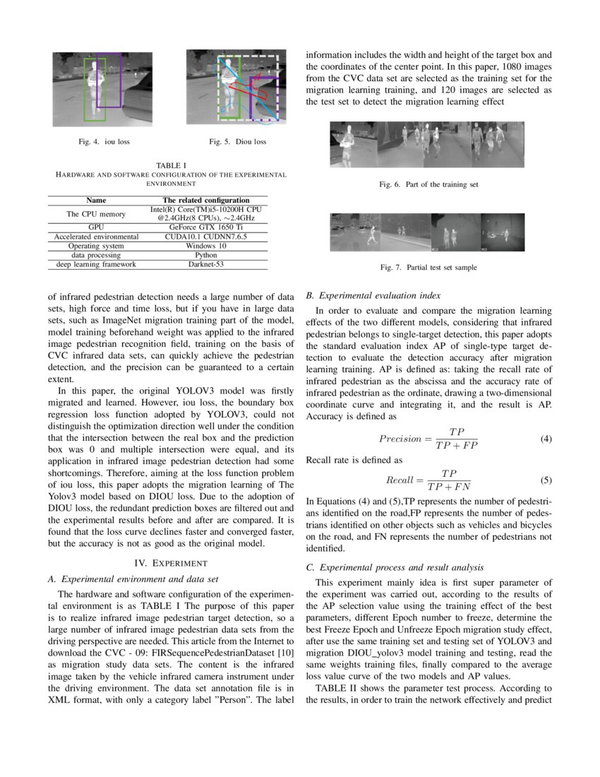 Infrared image pedestrian target detection based on Yolov3 and migration learning | DeepAI