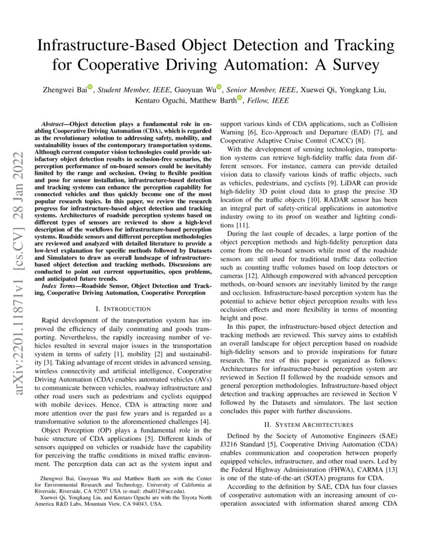 Infrastructure Based Object Detection And Tracking For Cooperative